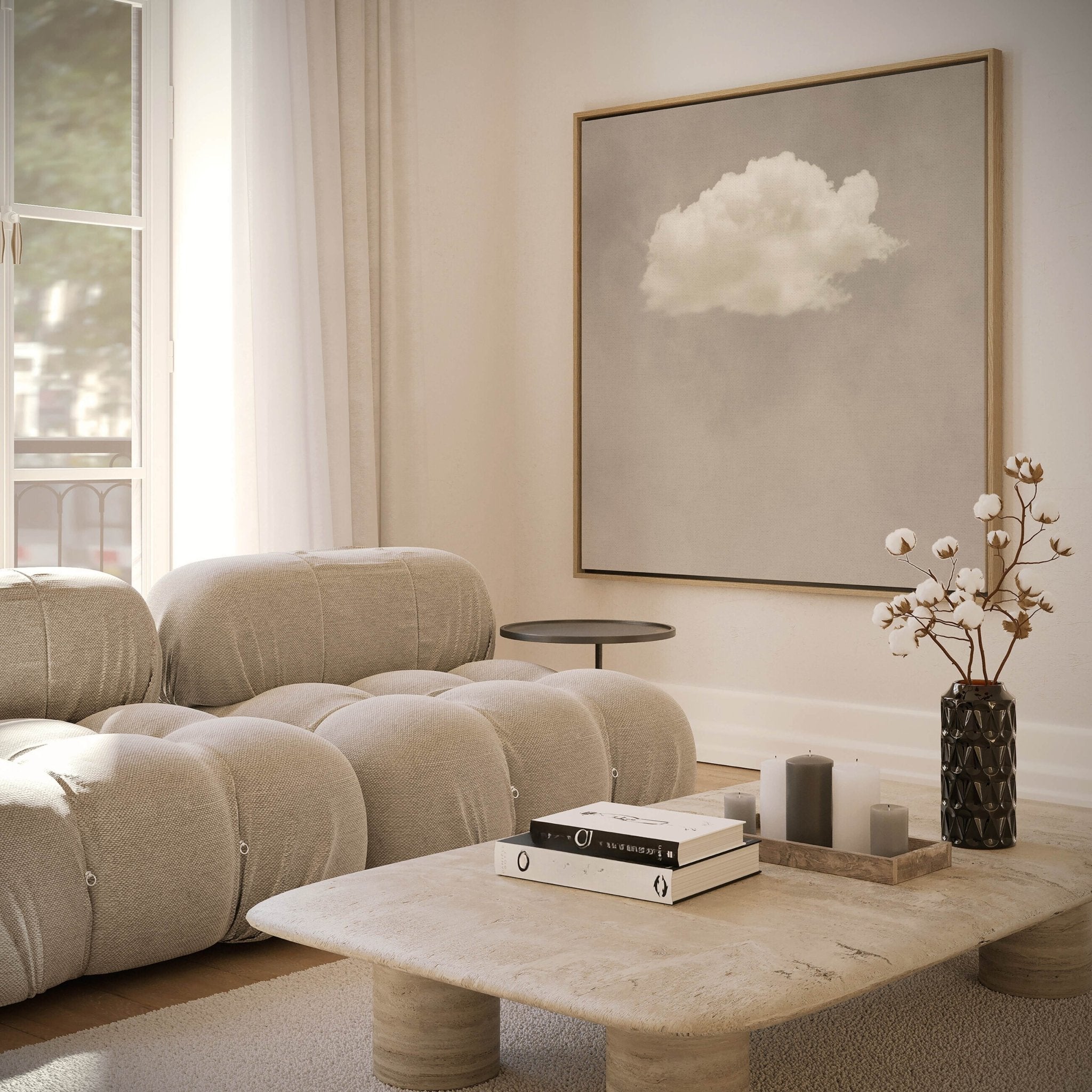 Contemplating Square Canvas - Beige – AureousHome