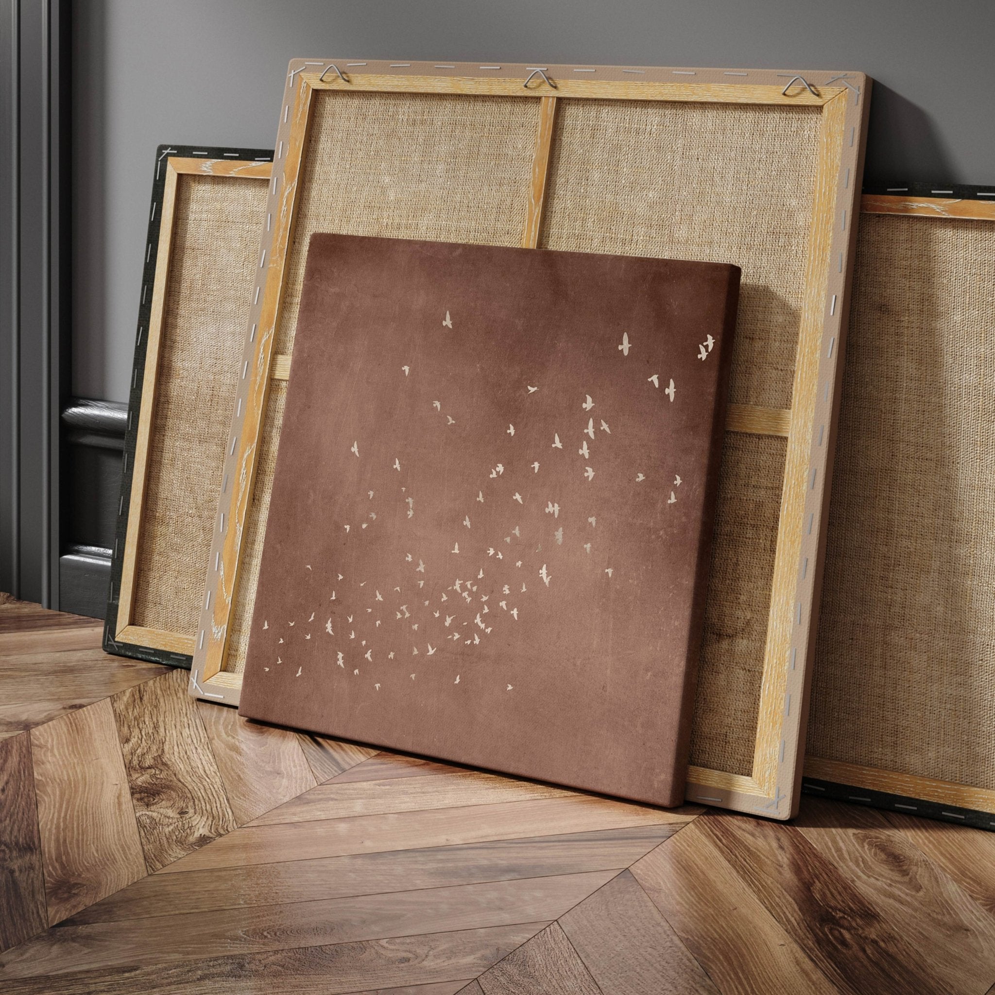Flock Square Framed Canvas - Mocha – AureousHome