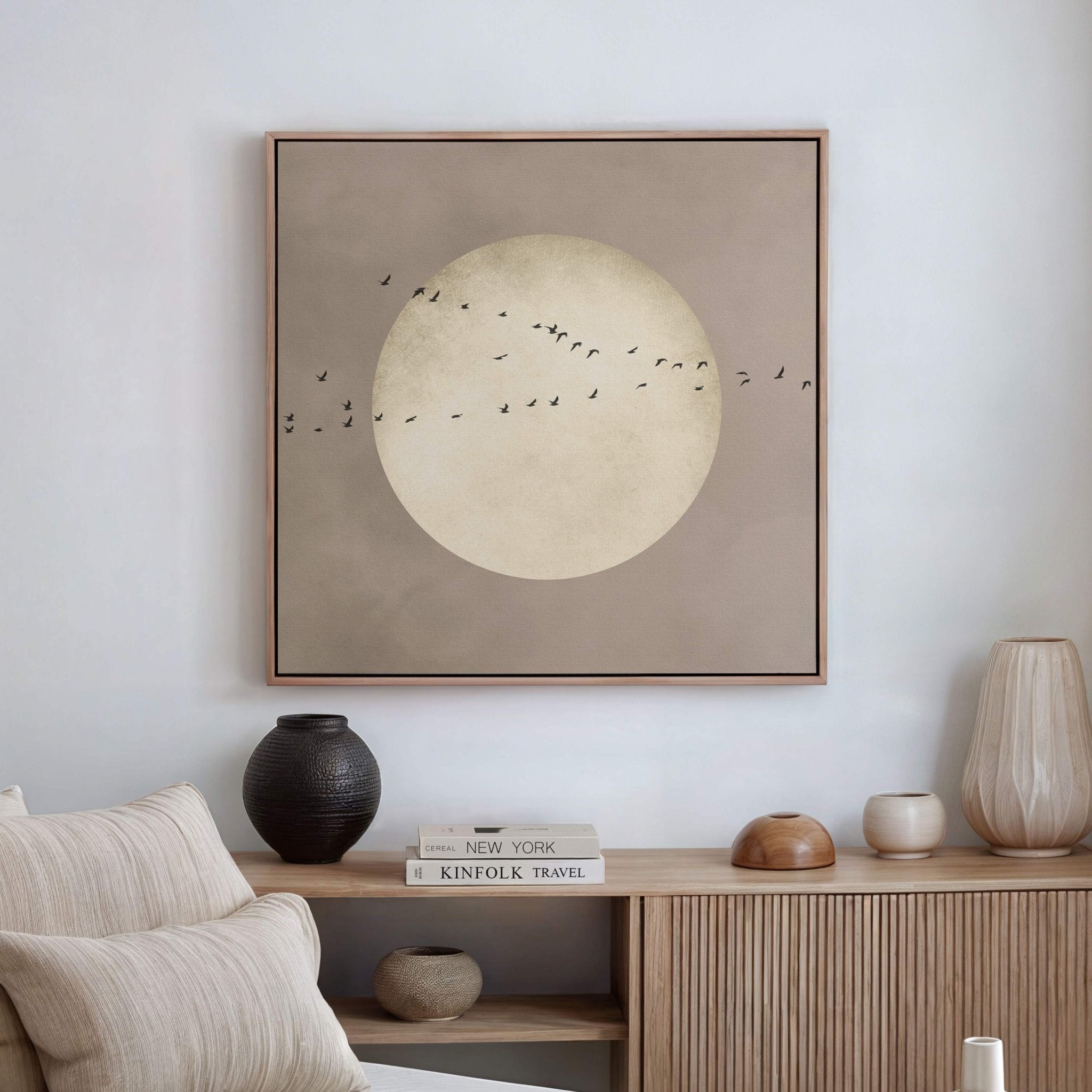 Full Moon Square Framed Canvas - Neutral – AureousHome