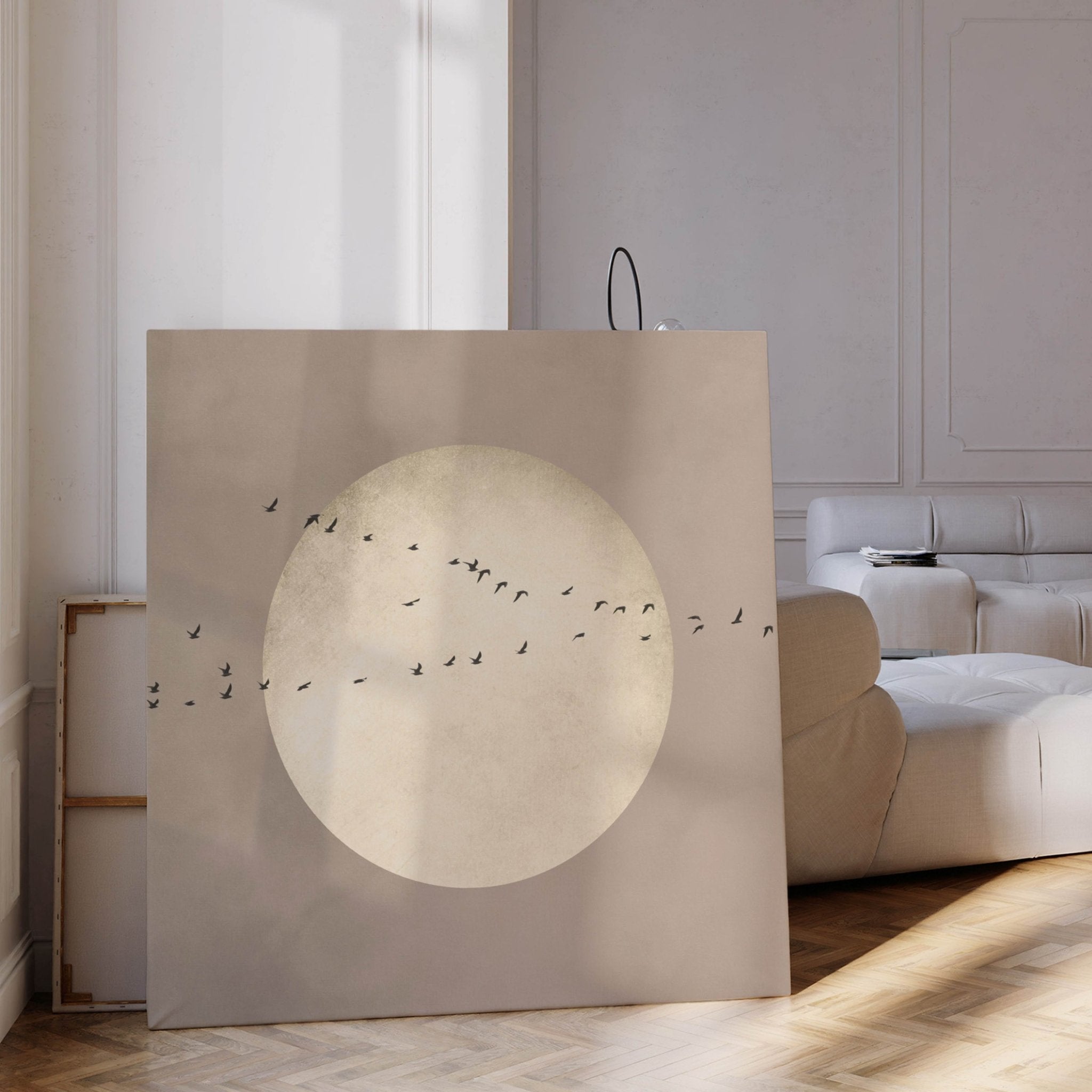 Full Moon Square Framed Canvas - Neutral – AureousHome