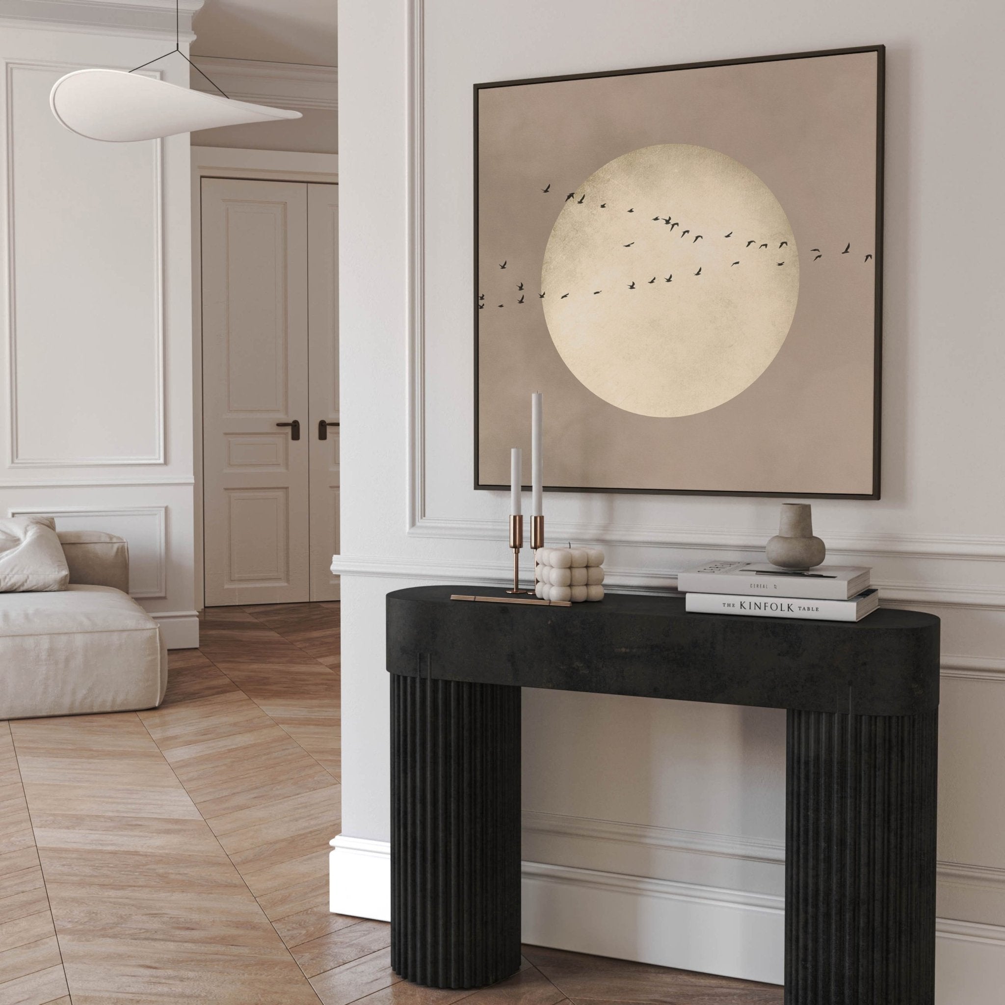 Full Moon Square Framed Canvas - Neutral – AureousHome