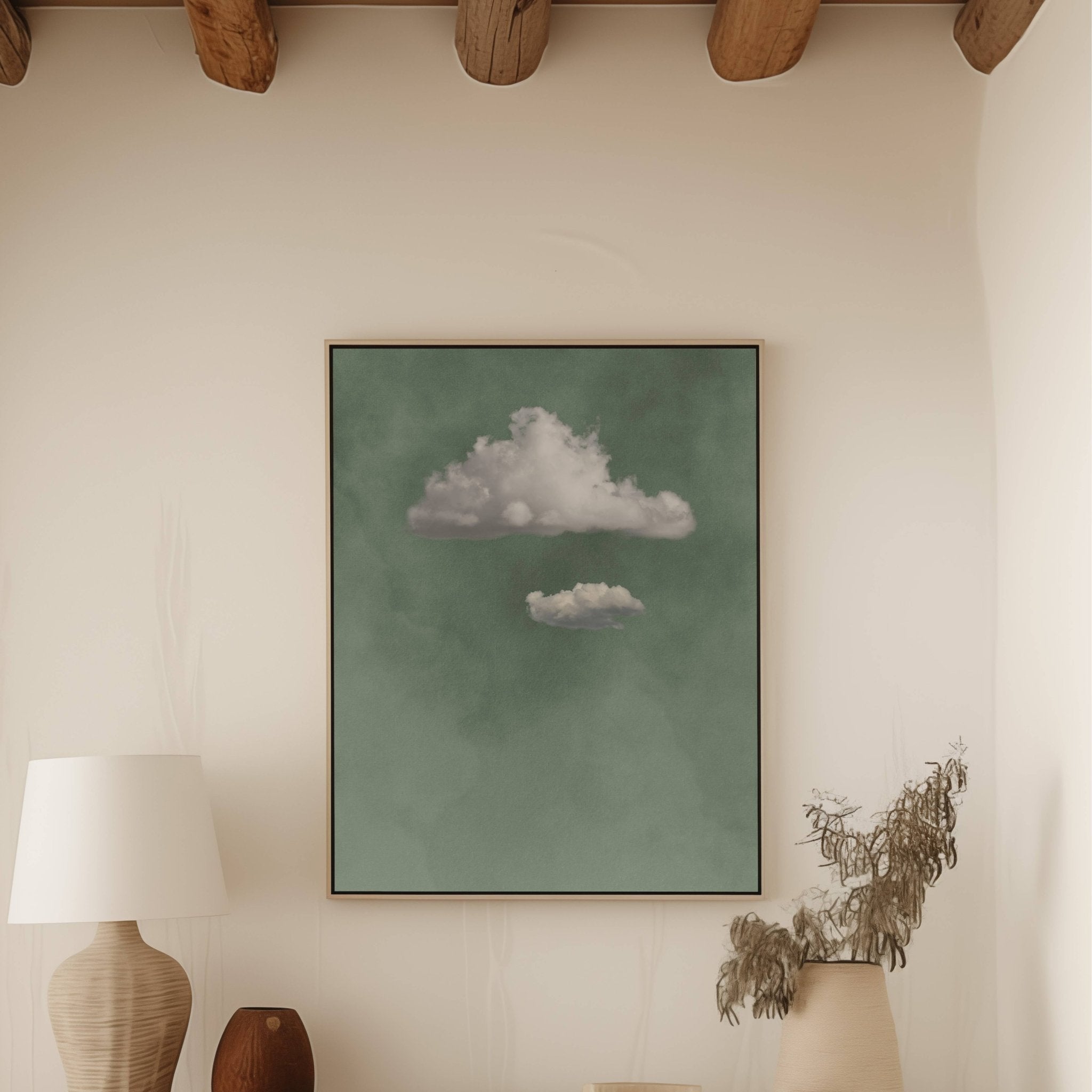 Nephele Framed Canvas - Sage – AureousHome