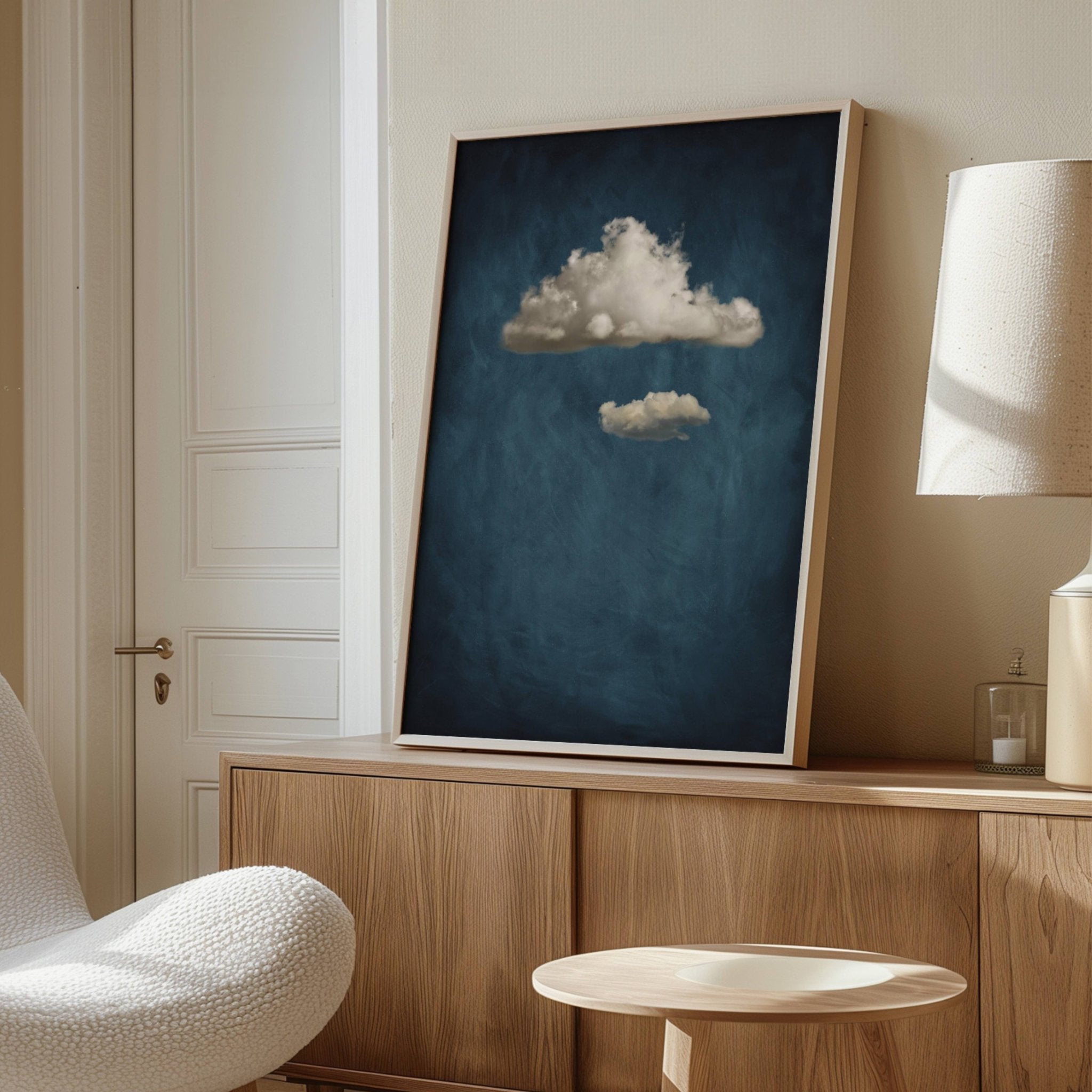 Nephele Framed Canvas - Vintage Blue – AureousHome